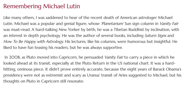 Remembering Michael Lutin • Jessica Adams: Psychic Astrologer